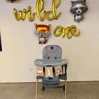 Wild One Gold Script Letter Balloons | Cursive, First Birthday Silver ...