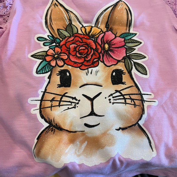 Floral Bunny SUBLIMATION Design PNG, Easter Bunny Face Png File, Flower ...