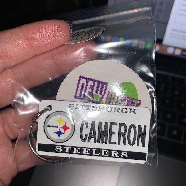 Personalized Pittsburgh Steelers Keychain Tag - Engraved Retro Key Tag ...