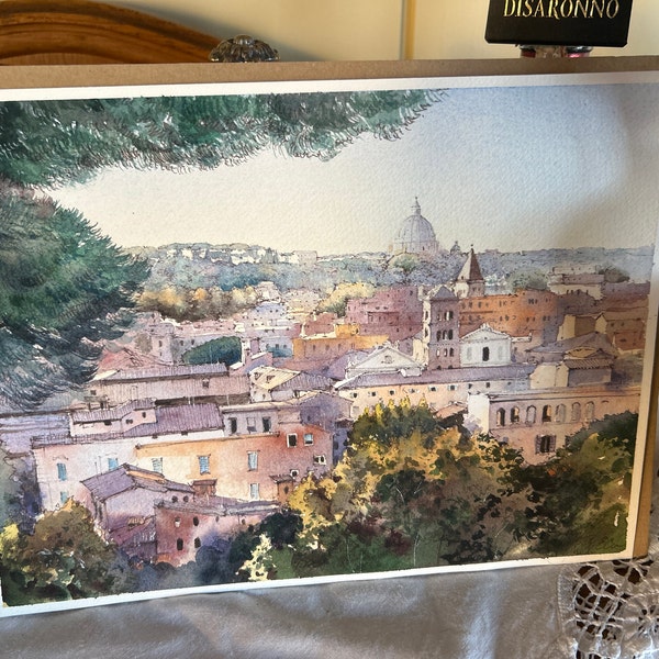 France Original Watercolor Painting Provence Artwork Provencal Town Aix ...