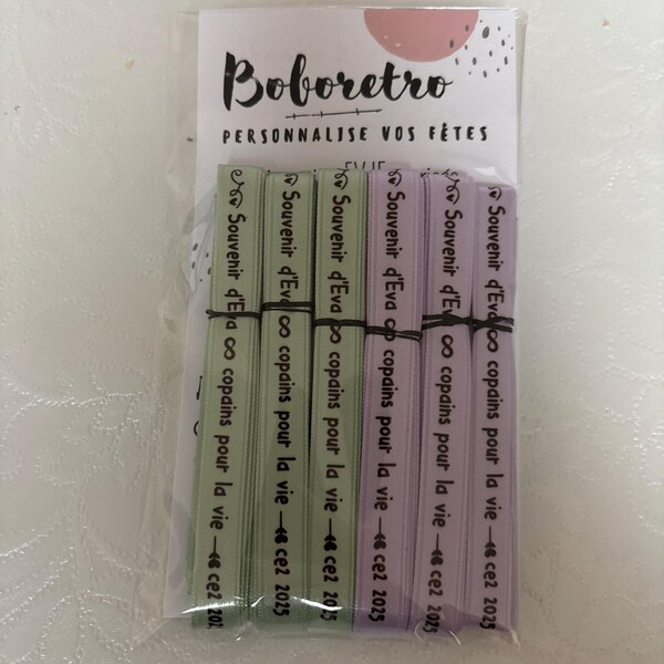 Bracelet ruban satin simple personnalisé (EVJF, Mariage, anniversaire ...