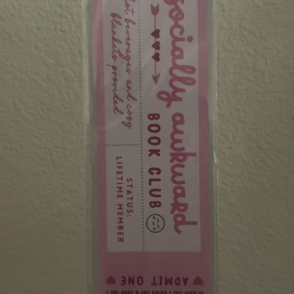 Socially Awkward Book Club Bookmark | Bookmark Ticket Voucher | Social ...