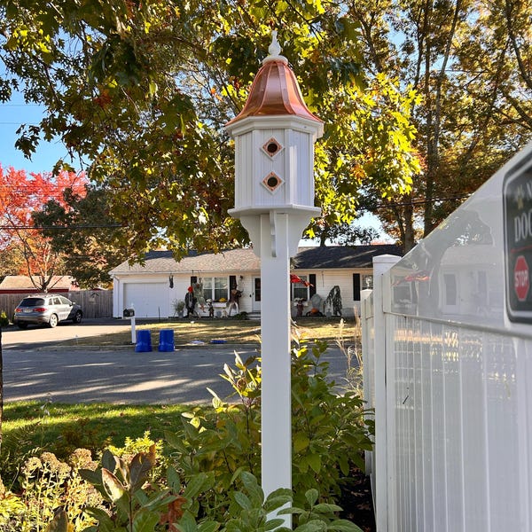 Bird House With Bell Copper Roof Handmade, Octagon Shape, Extra Large ...