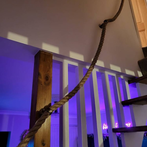 Natural Jute Bannister Handrail Stair Rope Comes With Man Rope Knots ...