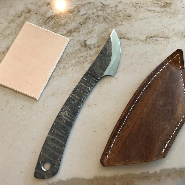 Hand Forged Hook Knife for Spoon Carving. Sharp Carbon Steel Blade, Ash ...