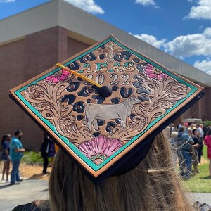 Custom Tooled Leather Graduation Cap Topper - Etsy