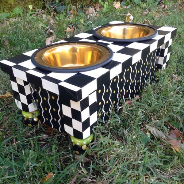 Whimsical Black and White Check Azure Blue MUSHROOMS Toadstool Alice in ...