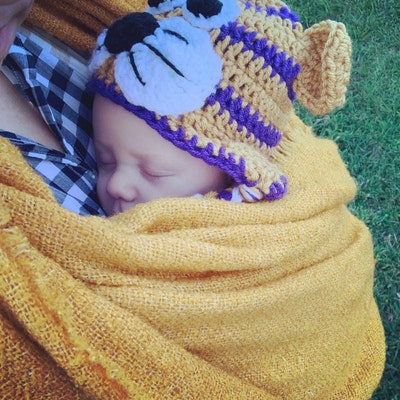 LSU Tiger Hat and Diaper Cover Newborn Baby LSU Baby LSU - Etsy