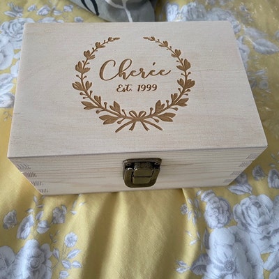 Engraved Name Box Personalised Wooden Box Keepsake Memory Box Jewellery ...
