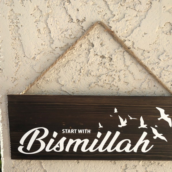 Start With Bismillah Arabic/english Sign Handmade Sign Plaques ...
