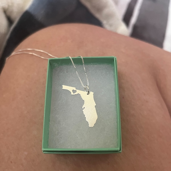 Personalized Florida State Necklace, Sterling Silver Hometown Gift - Etsy