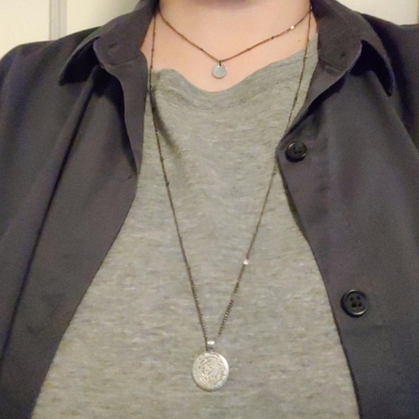 Phaistos Coin Chain Pendant• Men's Ancient Disc Necklace• Unisex Coin ...