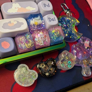 Holographic Star Glitter Keycaps OEM R1 Cherry MX Switches Mechanical ...
