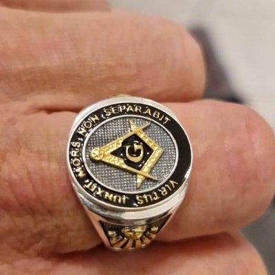Masonic Ring AF AM Silver 925 Freemason Mason Masonry Jewelry Gift 24k ...