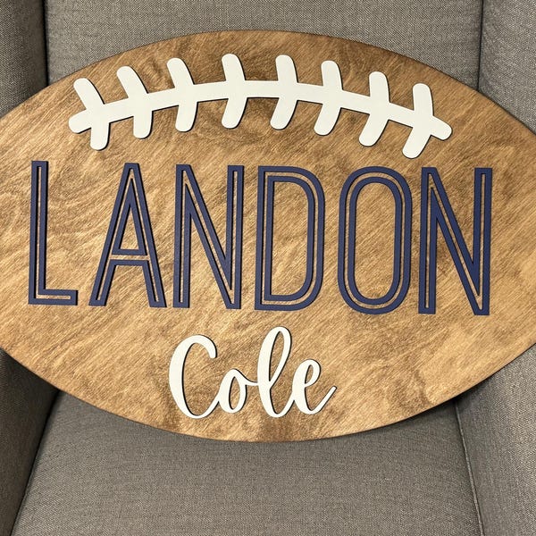 Football Name Sign | 18-36" Diameter | Round Sign | Child Baby Name ...
