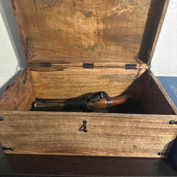 Pirate Wooden Storage Chest Flat Lid With Antique Iron Lock and ...