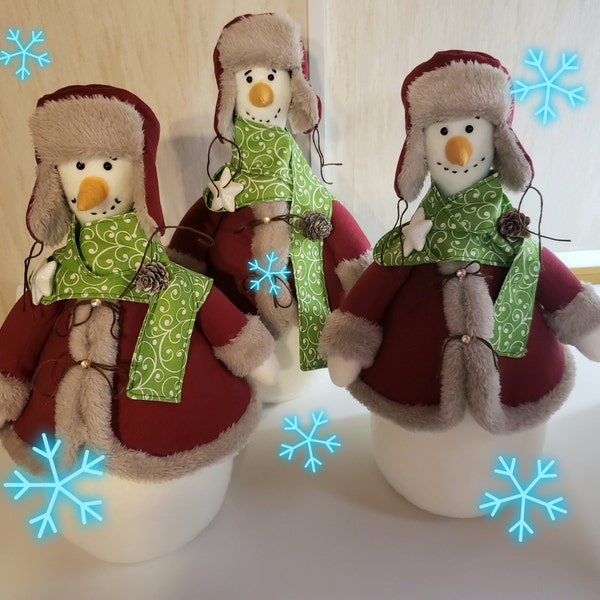 Pattern Pdf Snowman Christmas New Year, Snowman in Coat, Snowman in a ...