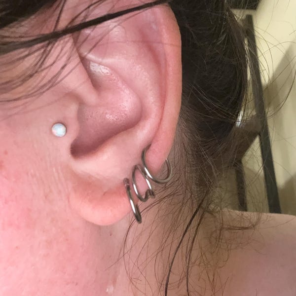 16G 316L Surgical Steel Long Curved Disturbed Chin Lip Ring Labret Horn ...