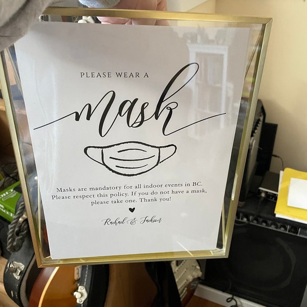 Mask Wedding Sign, Social Distance Wedding, Script Wear a Mask Sign ...