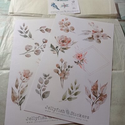 Golden Roses Sticker Set Floral Stickers Journal Stickers - Etsy