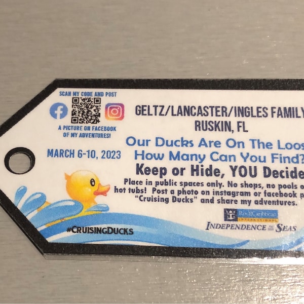 Duck Tags| Customized With YOUR Personal Info| RCL NCL Princess ...