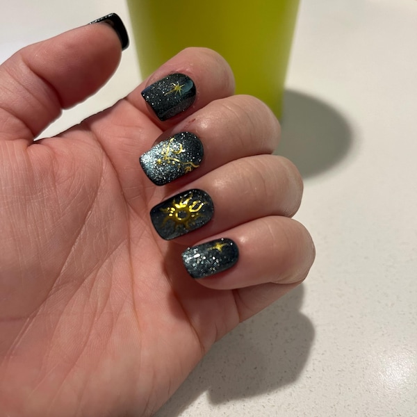 Blue and White Porcelain Nails/3d Floral Press on Nails Long Square ...