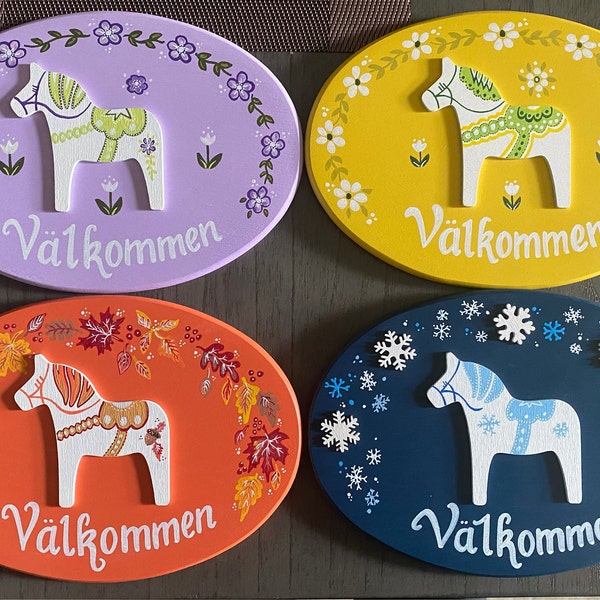 Swedish Welcome Sign, Dala Horse, Swedish Sign, Swedish Gifts, Swedish ...