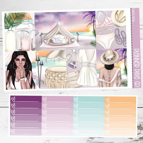 Sunset Beach BOHO Bundle Clipart Summer Vacation Planner Clipart Beach ...