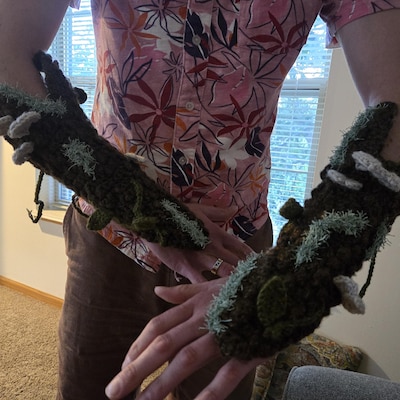 Digital Crochet PATTERN: Bark Gauntlets Bracers Whimsical Mushroom Tree ...