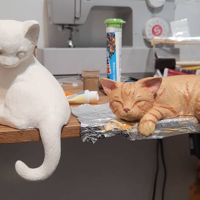 Ready to Paint Ceramic Cat Figurine, Paint It Yourself Stretching Cat ...