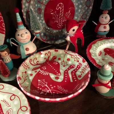 Ceramic Pale Blue Cottage House Shrubs Handmade by Sharon Bloom Designs ...