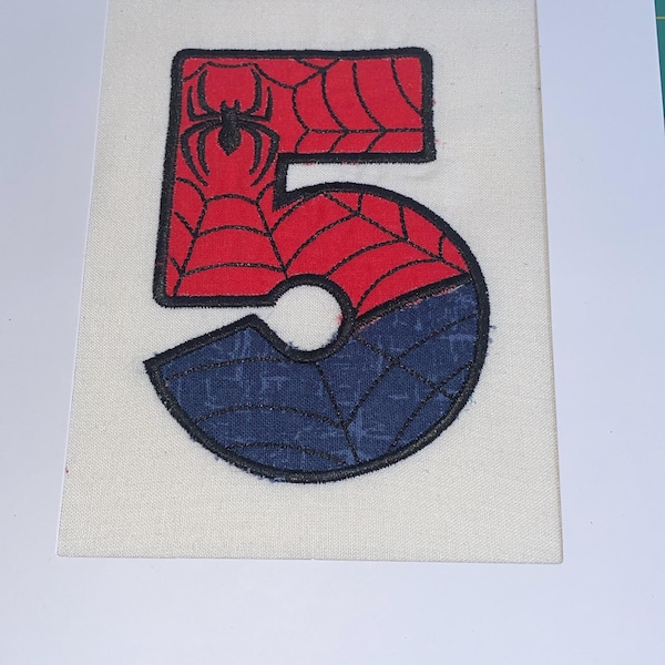 Birthday Applique Embroidery Design, Spider 5th Birthday Applique ...
