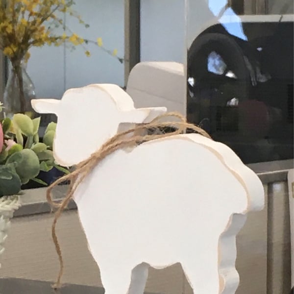 Rustic Wooden Lamb Decor, Farmhouse Easter Home Accent, Farmhouse Lamb ...