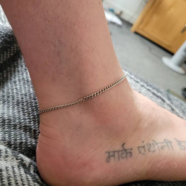 Anklet for Men, Mans Ankle Bracelet, Silver Links Chain Anklet ...