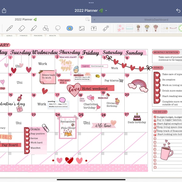 Valentine's Day Digital Stickers, Valentines Stickers, Pink Digital ...