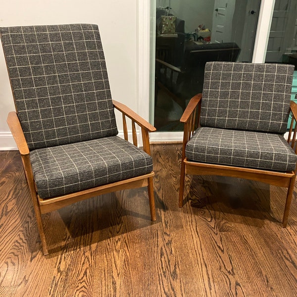 Custom MCM Chair Cushions: Checkered Seat and Back Cushions, Any Size ...