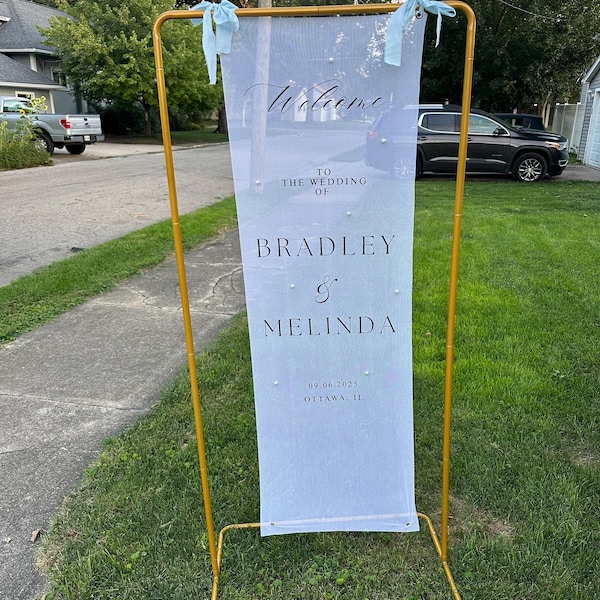 Laced Sheer Fabric Wedding Welcome Sign, Personalized Wedding Welcome ...