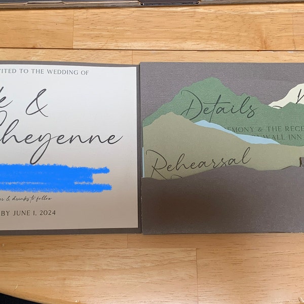 Mountain Wedding Invitation Suite SVG - 5x7 Digital Laser Cut Pocket ...