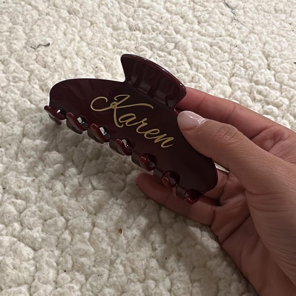 Personalized Hair Clip, Custom Engraved Customized Name Claw Clip ...