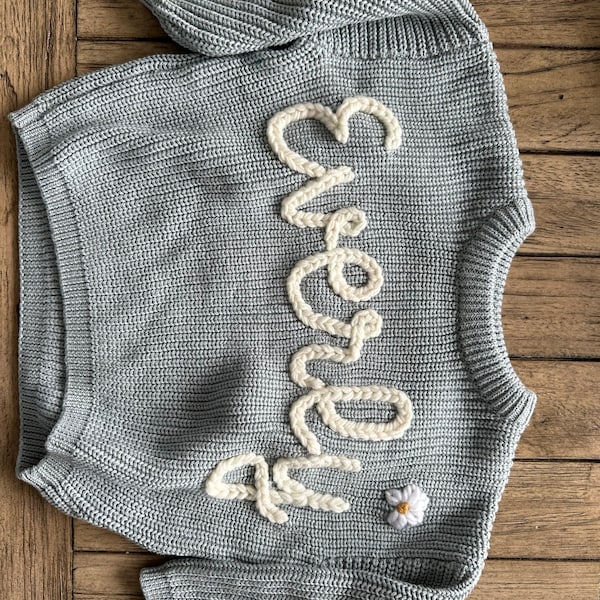 Personalized Oversized Name Kids Sweater /hand Embroidered Sweater - Etsy