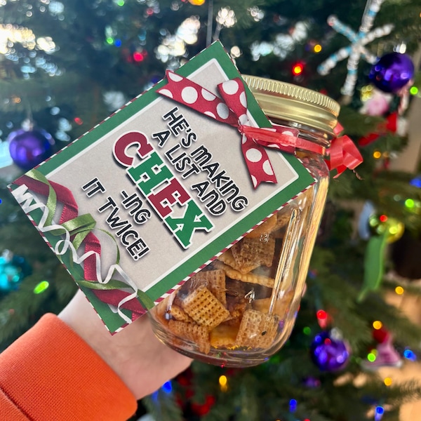 Chex Mix Gift Tag, Neighbor Christmas Gift, Printable Christmas Treat ...