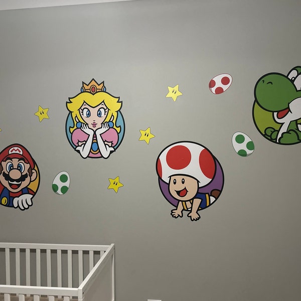 Mario Wall Decal Super Mario Wall Sticker Nintendo Game Wallpaper Wall ...