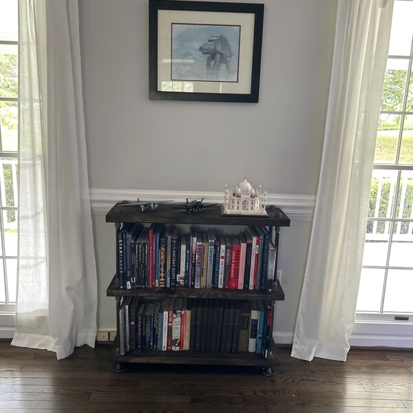 Steampunk Book Shelf, Industrial Bookcase, Wooden Book Case, Wooden ...