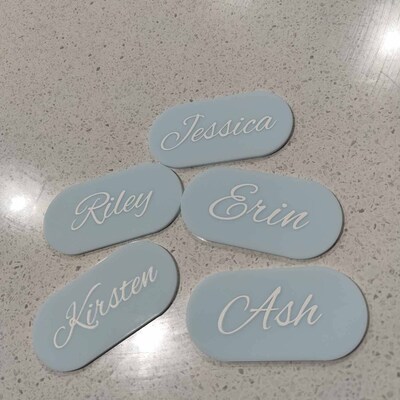 Wavy Name Cards Acrylic Laser Personalised, Individual Guests Place ...