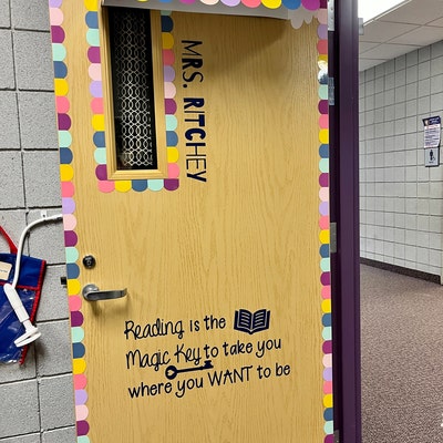 Teacher Name Decal, Teacher Decal, Classroom Door Vinyl Wall Decal ...