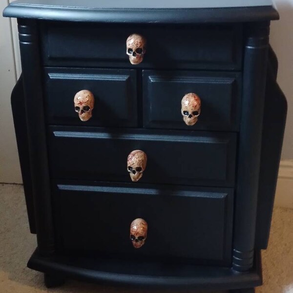 Black Marble Effect Skull Knobs, Skull Knobs With 16 Mm Thread Skull Drawer Pulls, Made to Order ...