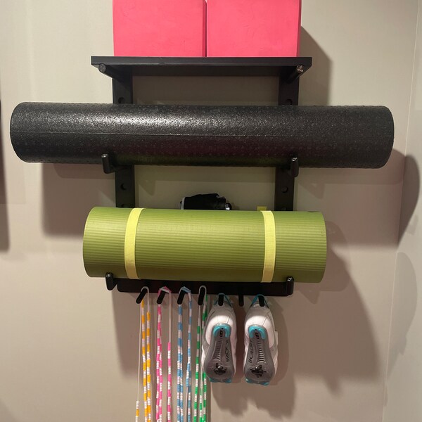 Fully Adjustable Yoga Mat Holder Shelf Home Gym Wall Organizer; Home ...