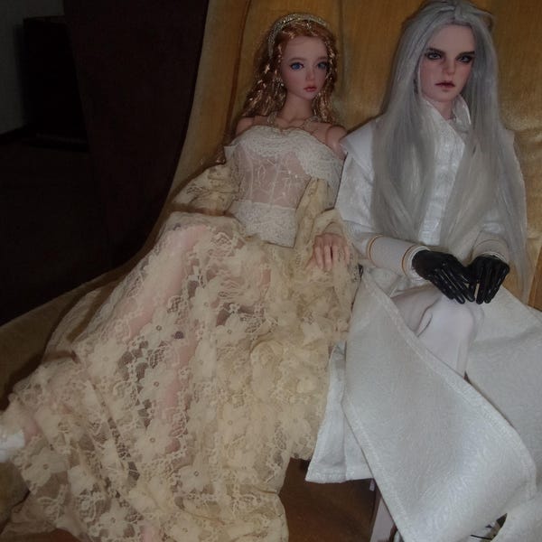 Vintage Lace Doll Dress Wedding Dress 1/3 1/4 1/6 Big Girl BJD Clothes ...