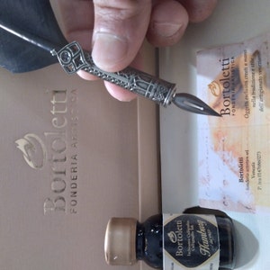 Bortoletti Wood Oblique Calligraphy Pen With Bronze Nib Holder Set ...