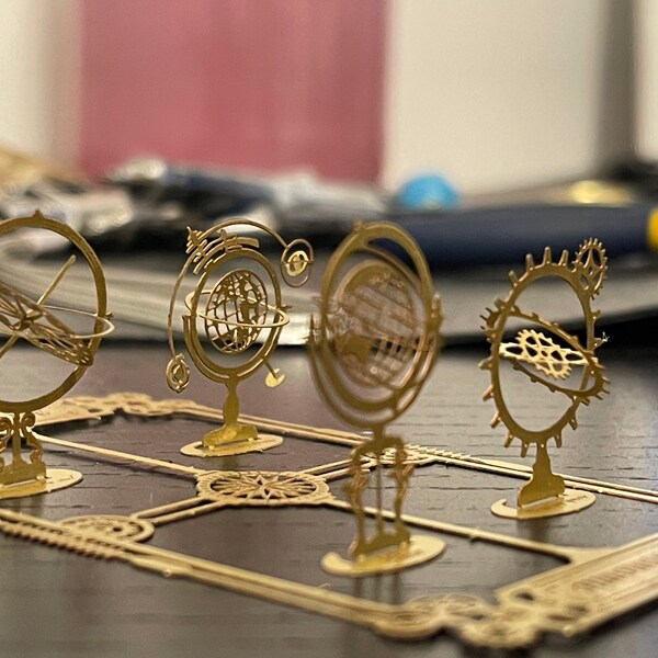 Orrery / Sun.earth and Moon Japanese Handmade Miniature Small Piece ...